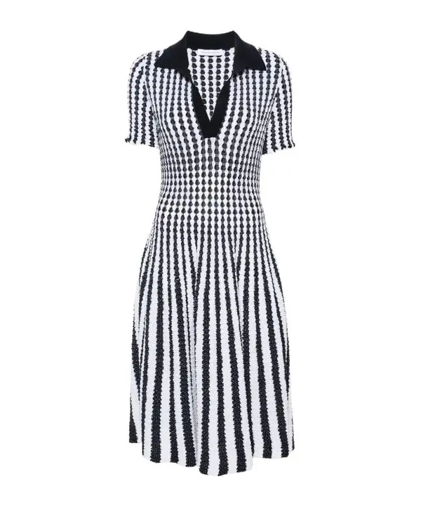 ANTONINO VALENTI Striped Seersucker Midi Dress - White