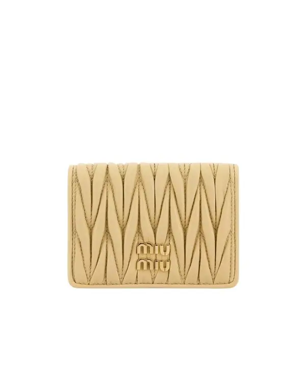 Miu Miu Matelassé Nappa Leather Card Holder - Nude