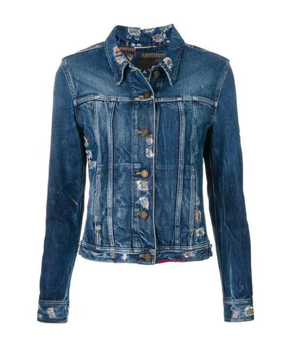 Saint Laurent Denim Jacket With Embellished Details