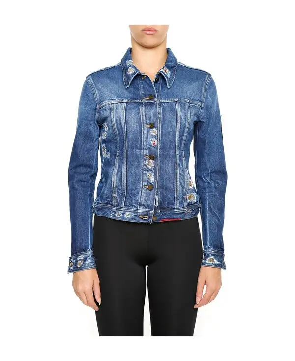 Saint Laurent Denim Jacket With Embellished Details