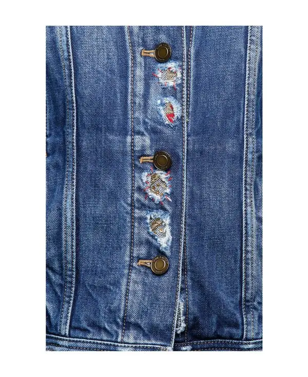 Saint Laurent Denim Jacket With Embellished Details