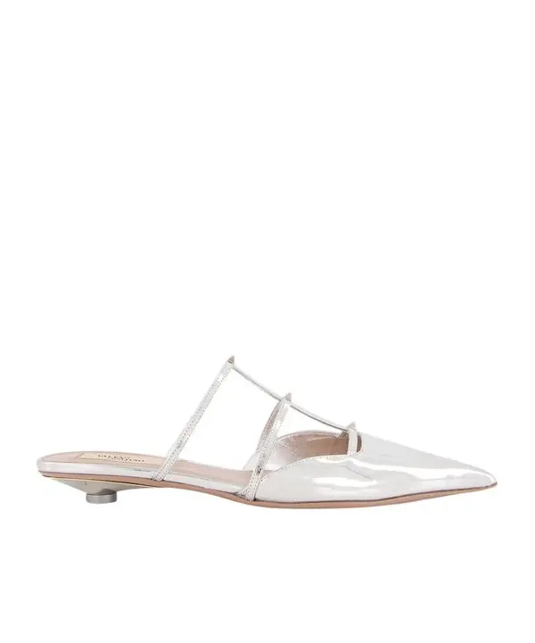 Valentino Garavani Rockstud Pointed Toe Mules - Silver