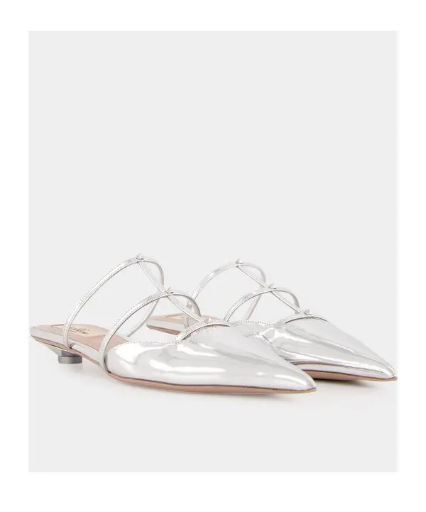Valentino Garavani Rockstud Pointed Toe Mules - Silver
