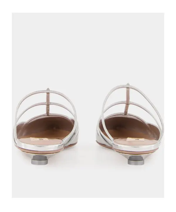 Valentino Garavani Rockstud Pointed Toe Mules - Silver