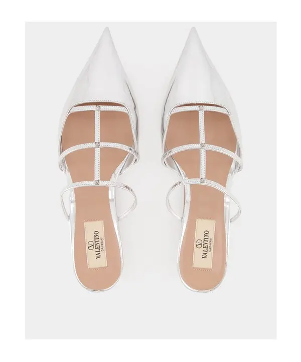 Valentino Garavani Rockstud Pointed Toe Mules - Silver