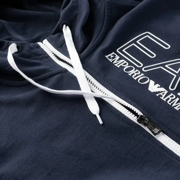 EA7 Logo Zip-up Hooded Casual Jacket