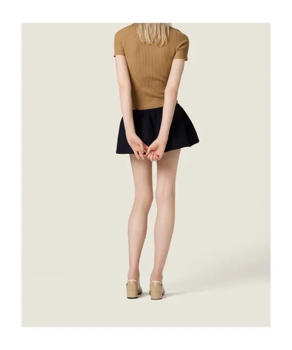 Miu Miu Short-sleeved Ribbed Polo Shirt With Zip Closure