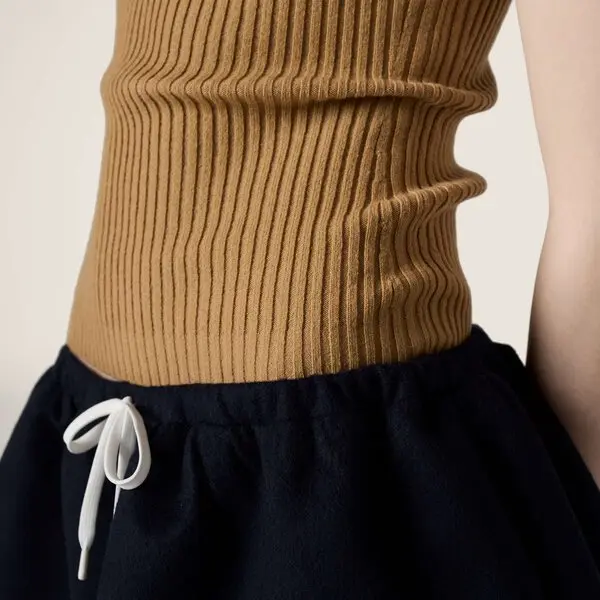 Miu Miu Short-sleeved Ribbed Polo Shirt With Zip Closure