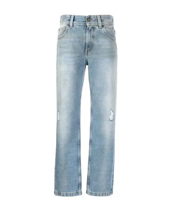 Palm Angels Mid-rise Distressed Straight Jeans
