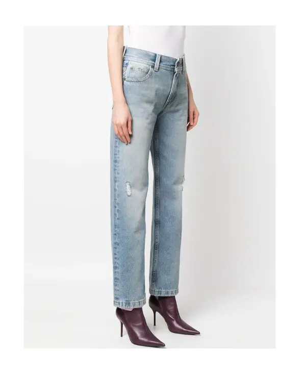 Palm Angels Mid-rise Distressed Straight Jeans