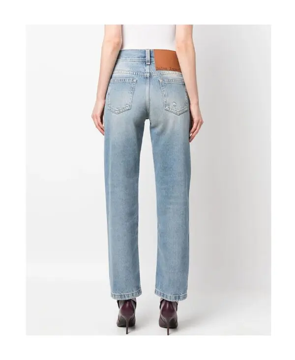Palm Angels Mid-rise Distressed Straight Jeans