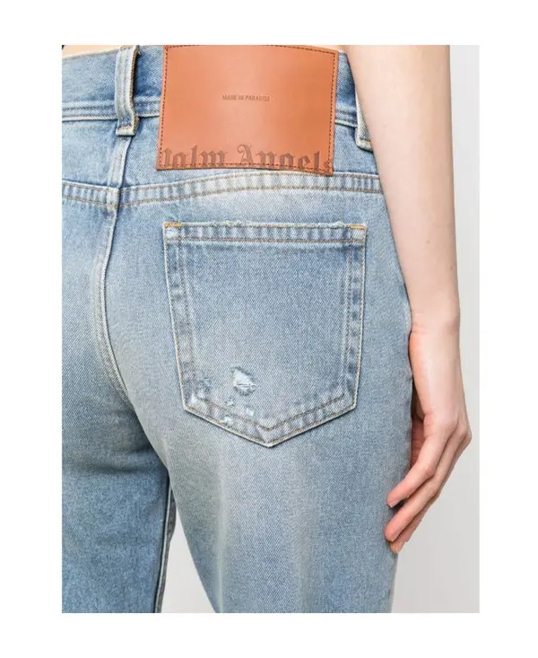 Palm Angels Mid-rise Distressed Straight Jeans