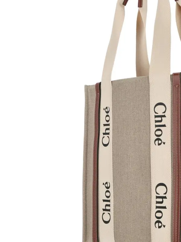 Chloé Woody Logo Embroidered Tote Bag