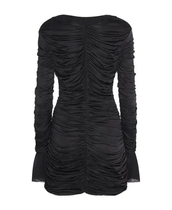 Blumarine Long-sleeved Ruffled V-neck Dress