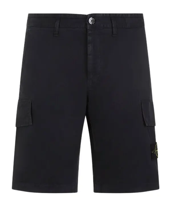 Stone Island Compass Badge Knee-length Cargo Shorts - Blue
