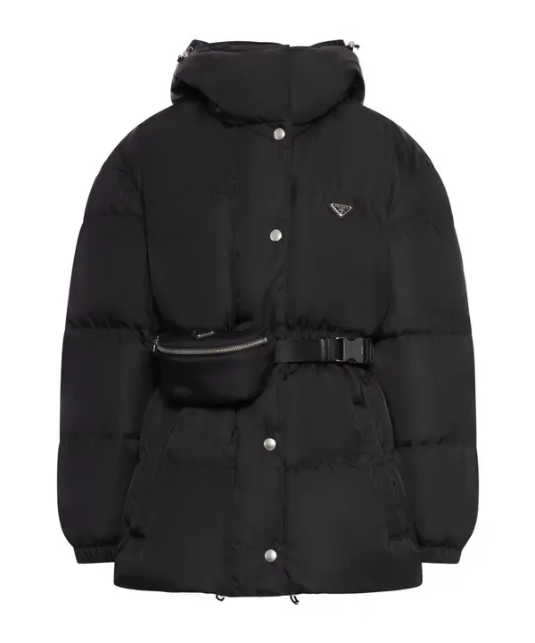 Prada Belted Hooded Down Jacket
