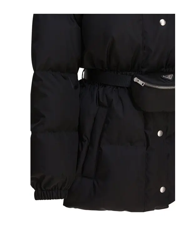 Prada Belted Hooded Down Jacket