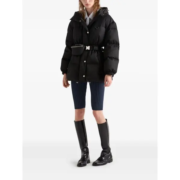 Prada Belted Hooded Down Jacket