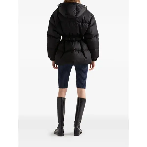 Prada Belted Hooded Down Jacket
