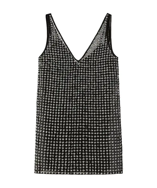 Max Mara Sleeveless Organza And Sequins Short Dress