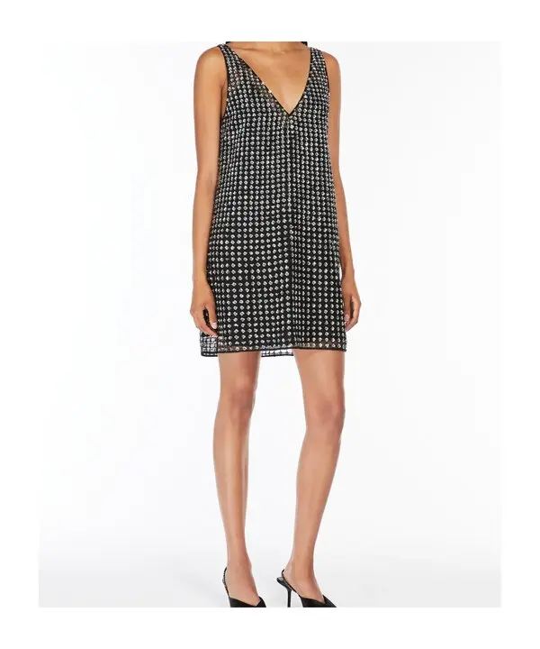 Max Mara Sleeveless Organza And Sequins Short Dress