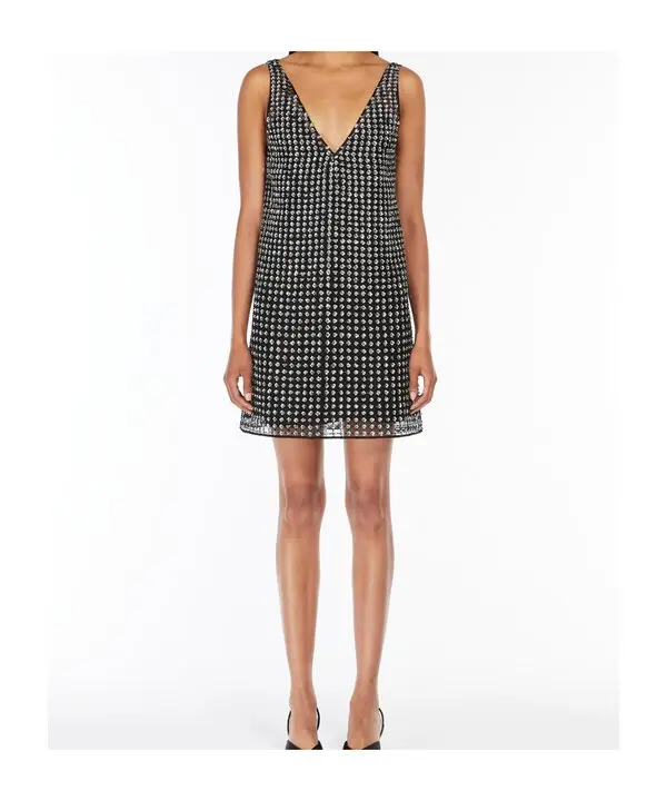 Max Mara Sleeveless Organza And Sequins Short Dress