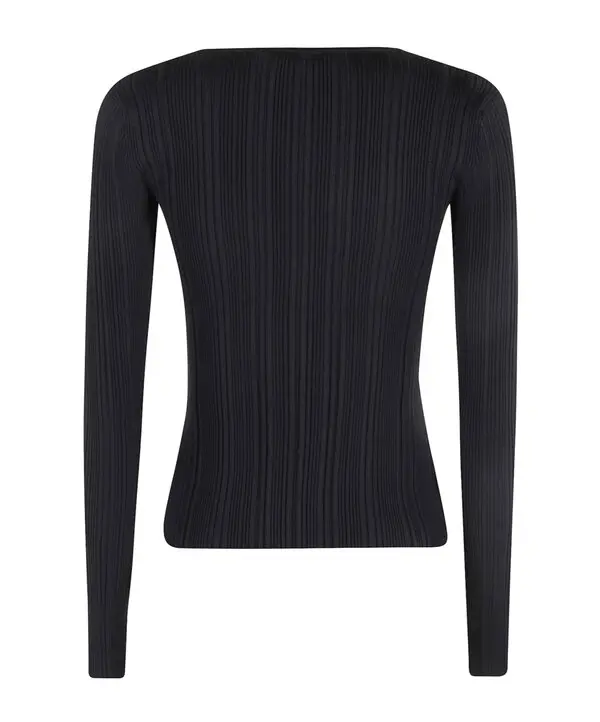 SELF-PORTRAIT Lace Trim Knit Top - Black