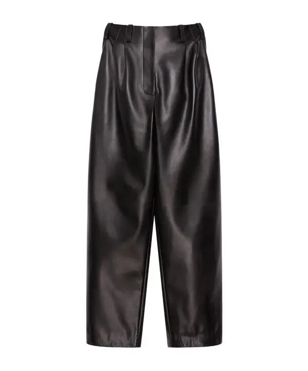 Givenchy Double Pleat Leather Pants - Black