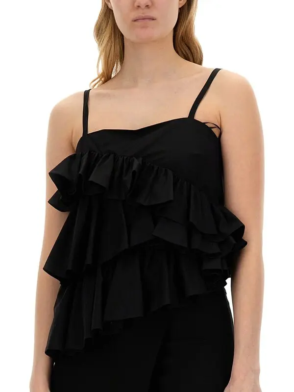 MSGM Asymmetrical Ruffled Spaghetti Strap Top