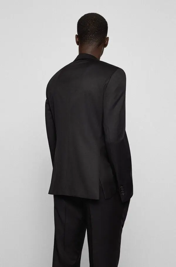 Hugo Boss Virgin-wool Single-breasted Blazer - Black