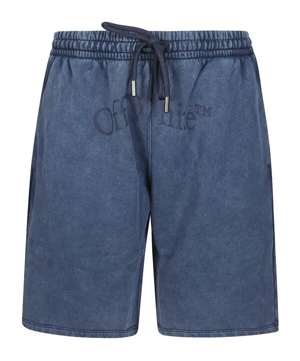 Off-White Logo Print Drawstring Shorts - Blue