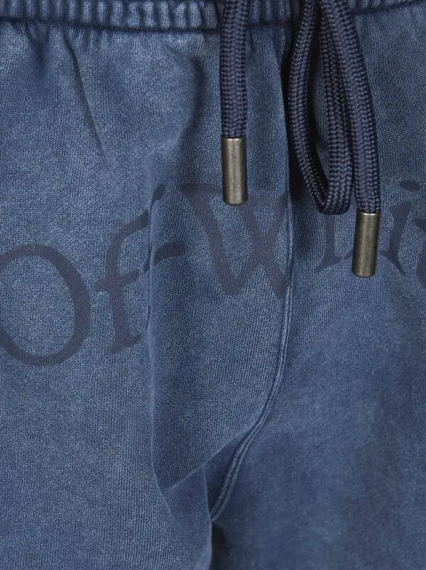 Off-White Logo Print Drawstring Shorts - Blue