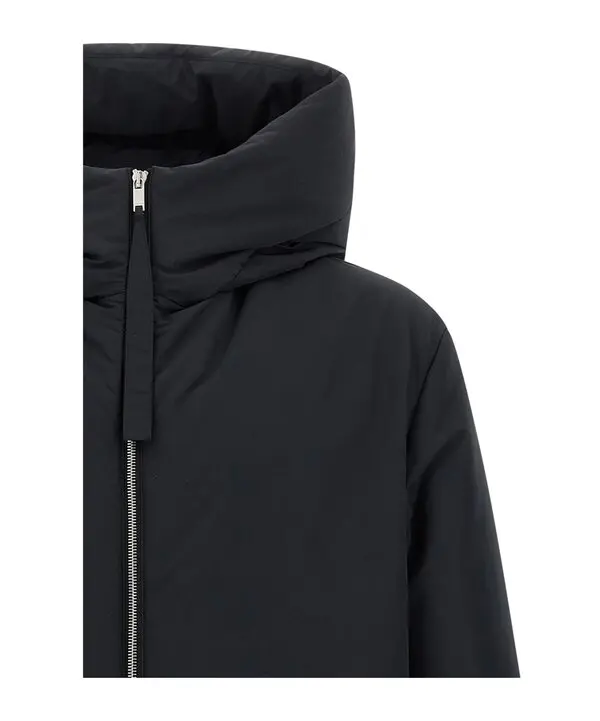 JIL SANDER High Neck Zipped Jacket With Goose Down Padding - Black