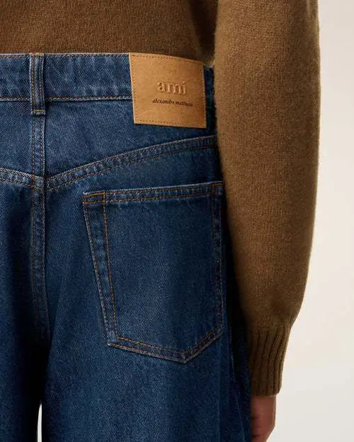 AMI Paris Logo Patch Straight Leg Jeans