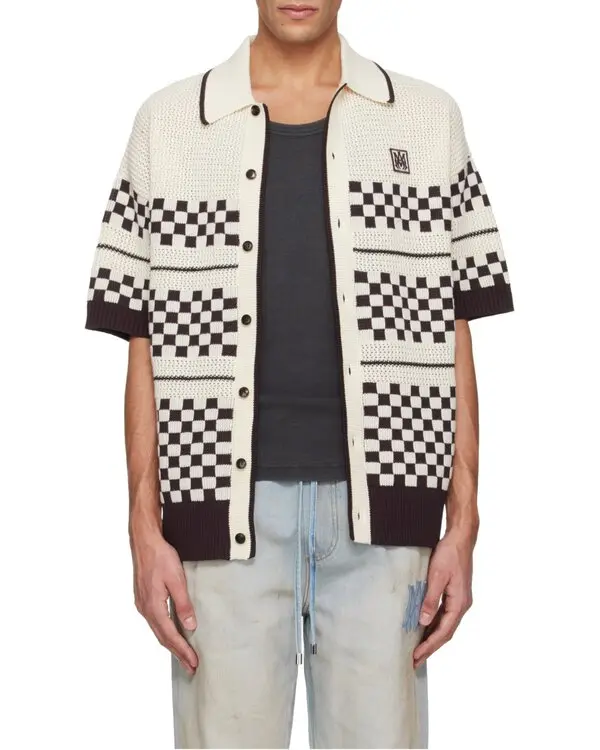 Amiri Chekered Short Sleeved Knitted Shirt - Multicolor