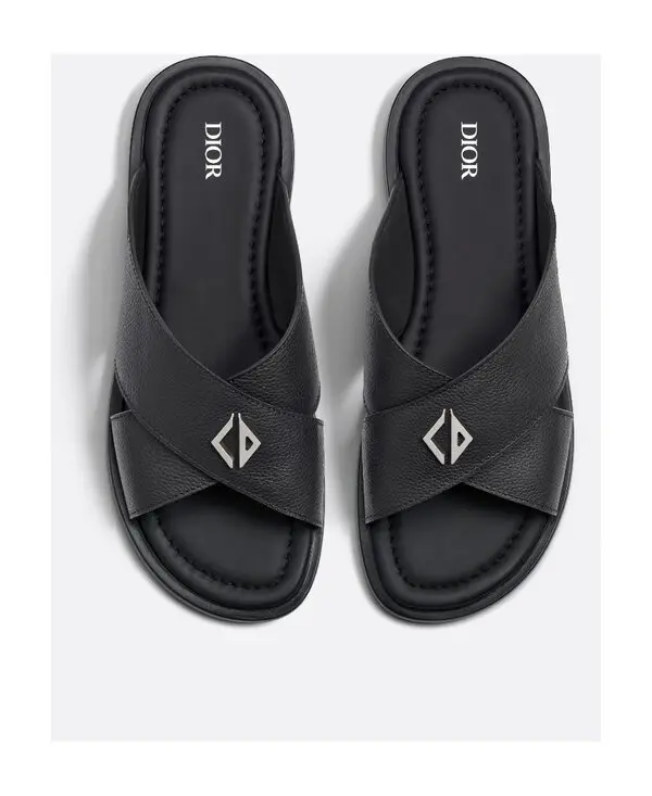 Dior Alias Sandal In Grained Calfskin With Cd Diamond Logo - Black