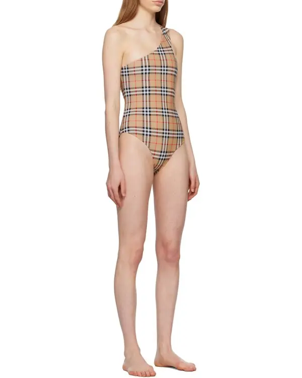 Burberry Checked One-shoulder Swimsuit