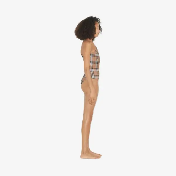 Burberry Checked One-shoulder Swimsuit