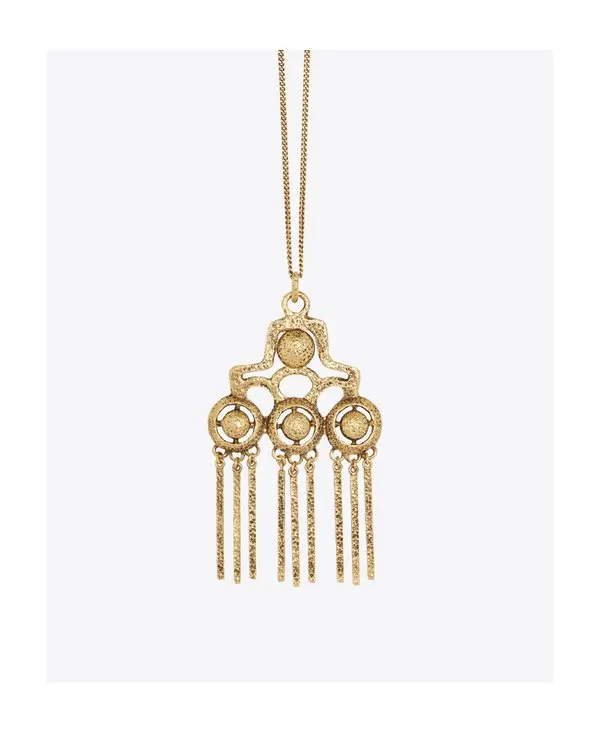 Saint Laurent Oversized Talisman Pendant Necklace - Yellow