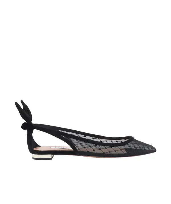 AQUAZZURA Bow Tie Net Ballet Flats - Black