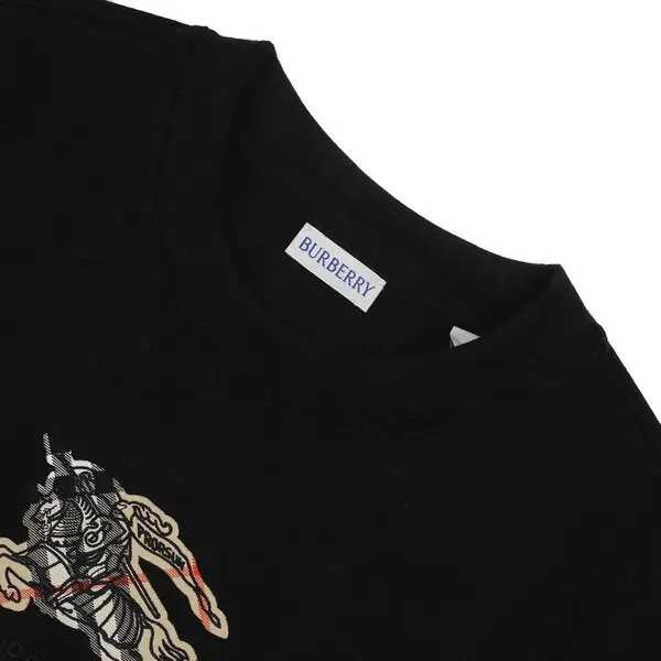 Burberry Crewneck T-shirt With Embroidered Equestrian Knight Design - Black