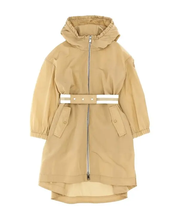 Moncler Logo Print Belted Hooded Rain Jacket