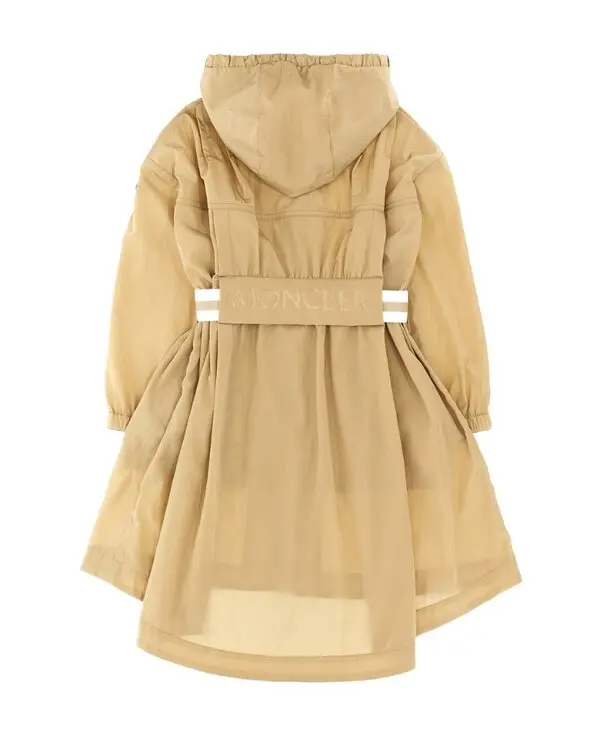 Moncler Logo Print Belted Hooded Rain Jacket