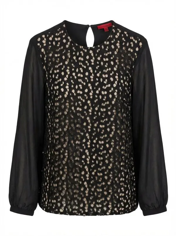 Max Mara Long-sleeved Blouse With Lace Detailing - Black