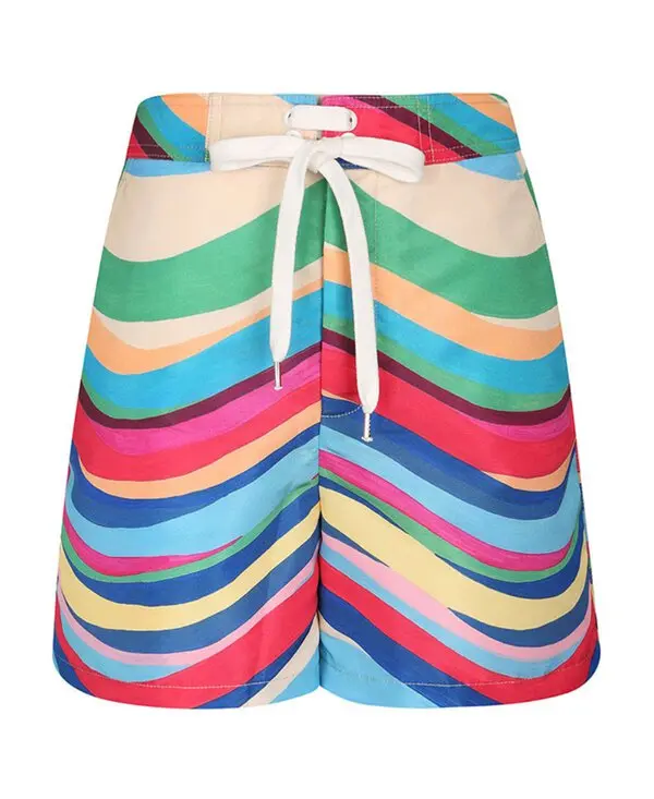Red Valentino Multicolor Printed Pattern High Waist Shorts - Blue
