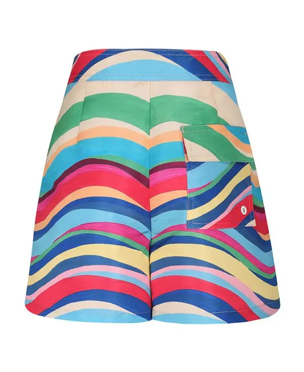 Red Valentino Multicolor Printed Pattern High Waist Shorts - Blue