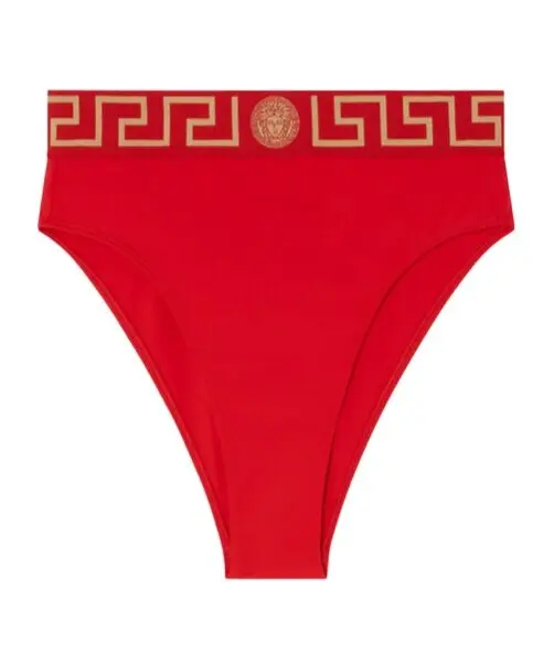 Versace Greca Border High-waist Bikini Briefs - Red