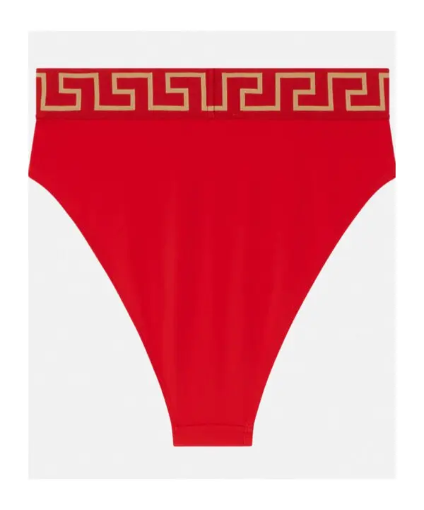 Versace Greca Border High-waist Bikini Briefs - Red