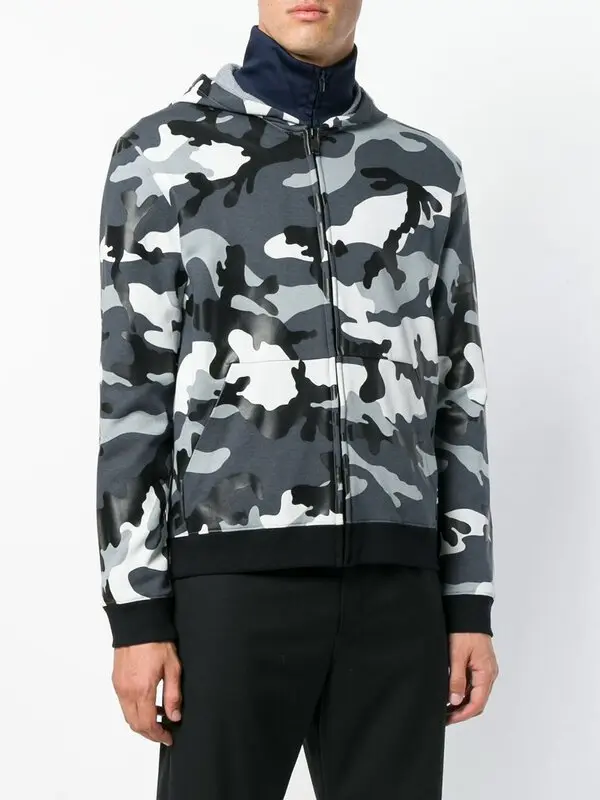 Valentino Garavani Camouflage Zip-up Hooded Jacket