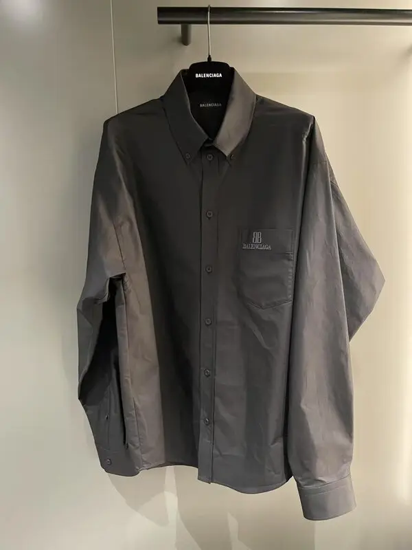 Balenciaga Bb Logo Embroidered Long-sleeved Shirt